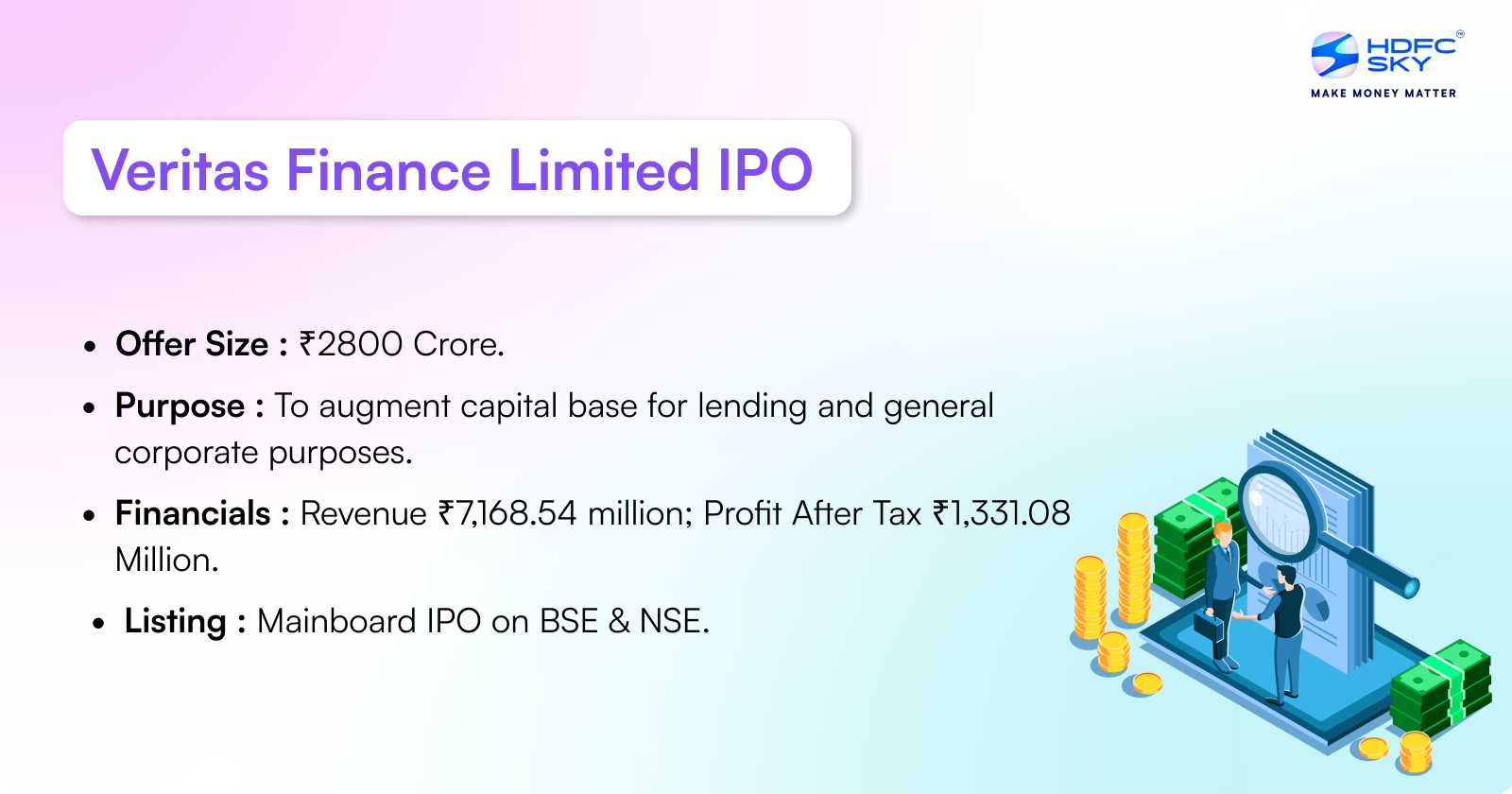 Veritas Finance IPO: Check IPO date, lot size and Price