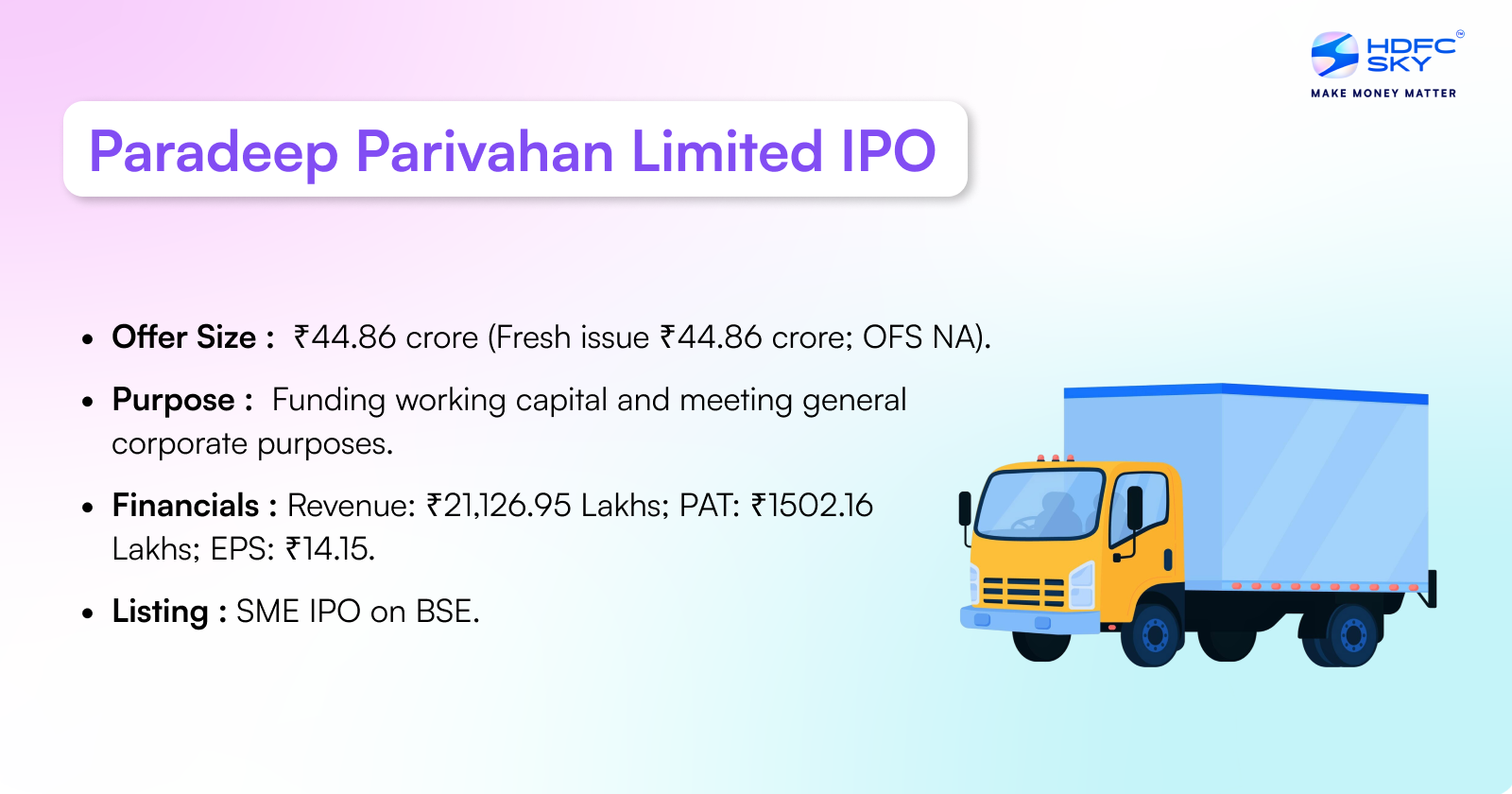 Paradeep Parivahan IPO : Check IPO date, lot size and Price