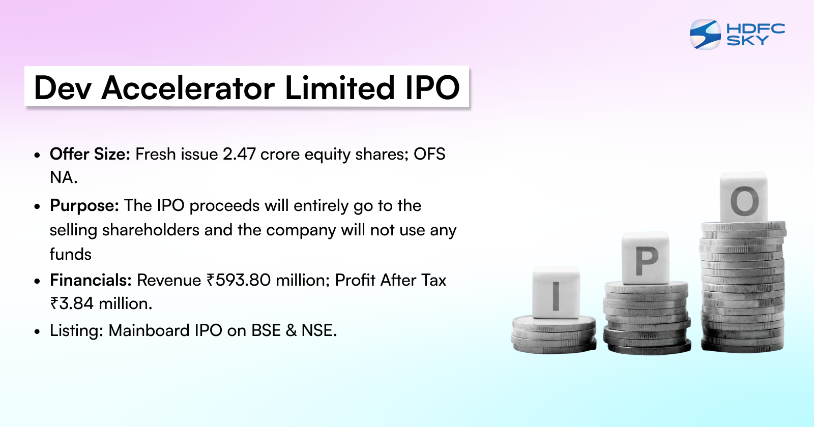 Dev Accelerator IPO : Check IPO date, lot size and Price