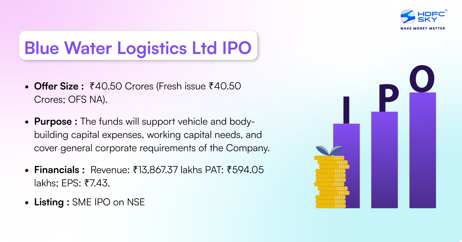Blue Water Logistics IPO : Check IPO date, lot size and Price